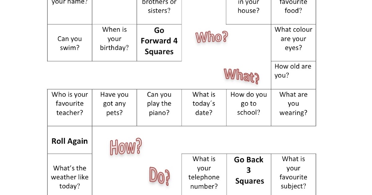 WH Question Board Game