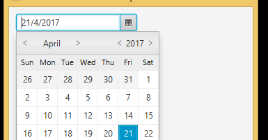 Java program codes: JavaFX Calendar Example