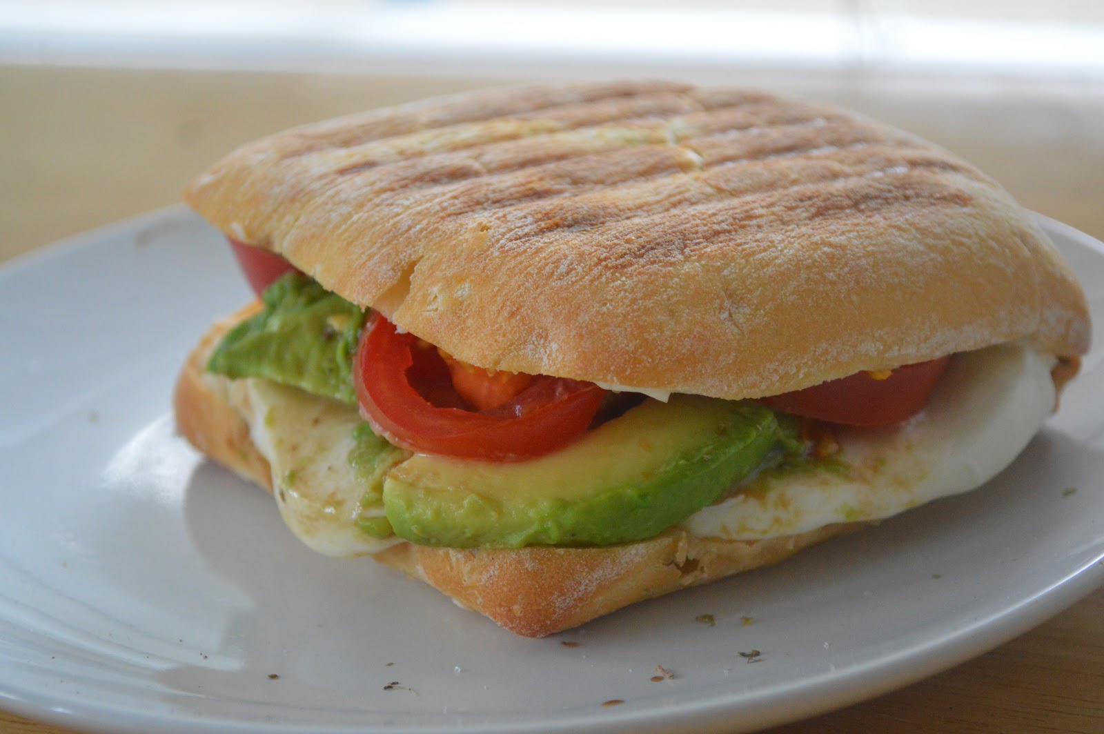 The Art of Comfort Baking: Tomato Avocado and Mozzarella Panini