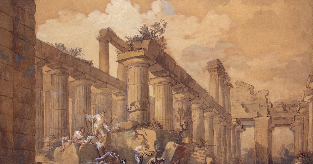 Ruins of the so-Called 'Temple of Neptune' in Paestum - Charles-Louis ...