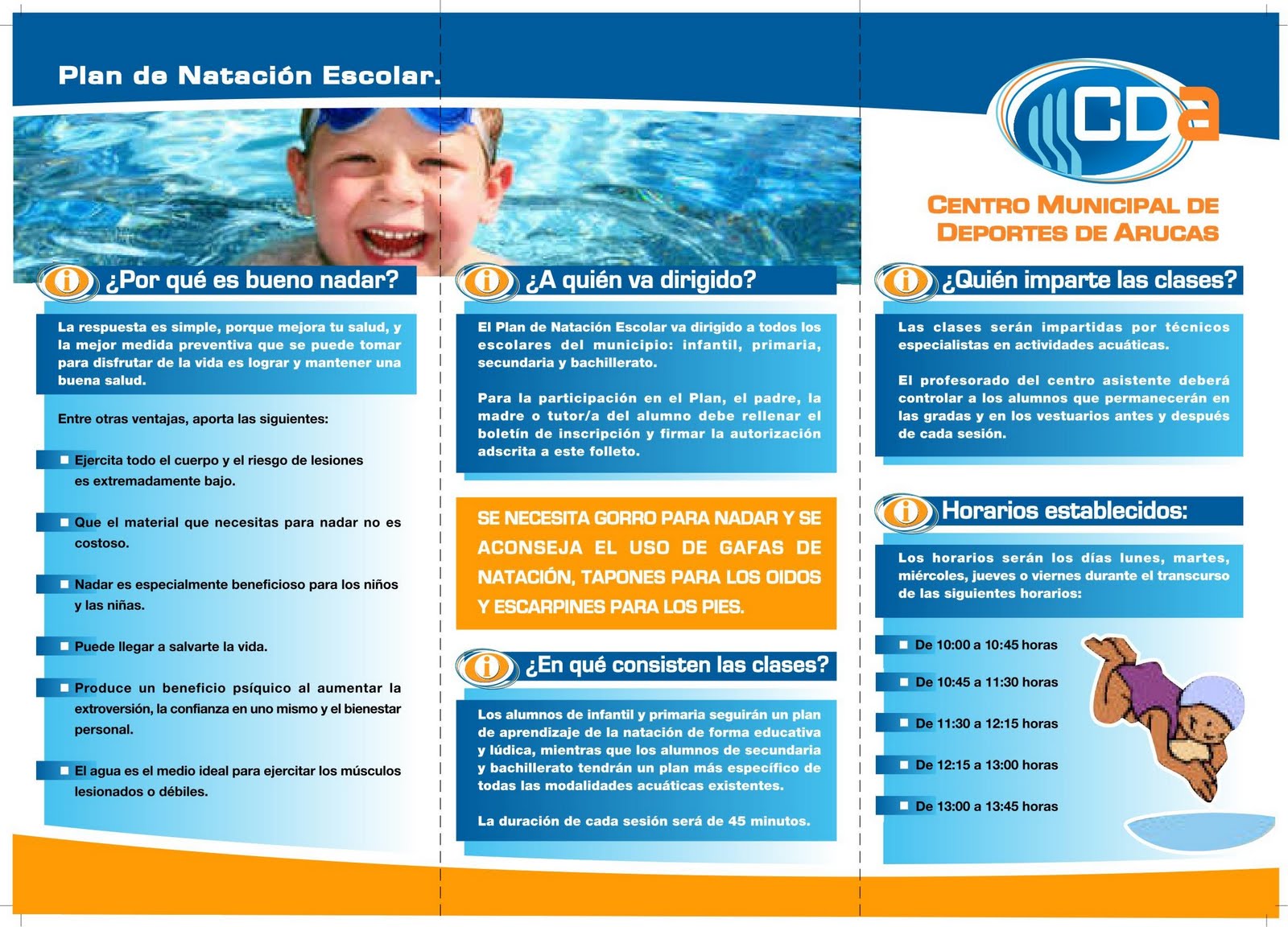 CENTRO MUNICIPAL DE DEPORTES DE ARUCAS: PLAN DE NATACIÓN ESCOLAR