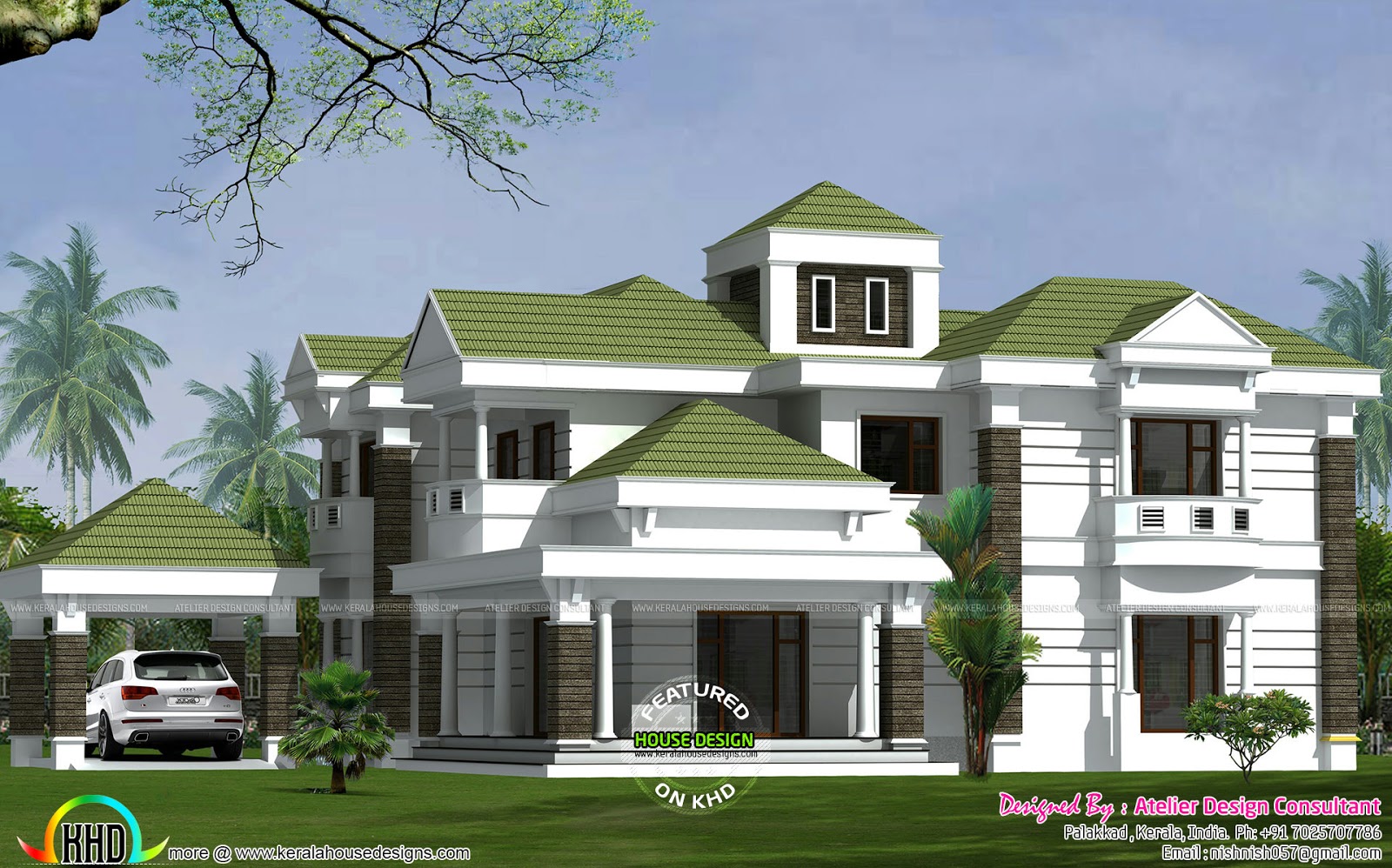 Colonial model green roof home - Kerala Home Design and Floor Plans ...