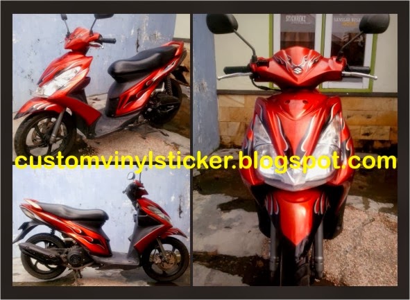 STICKRENZ: Suzuki Skydrive Red - Black Silver Flame Sticker