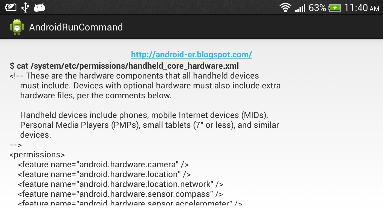 Android Er Cat System Etc Permissions Handheld Core Hardware Xml On Your Android Device