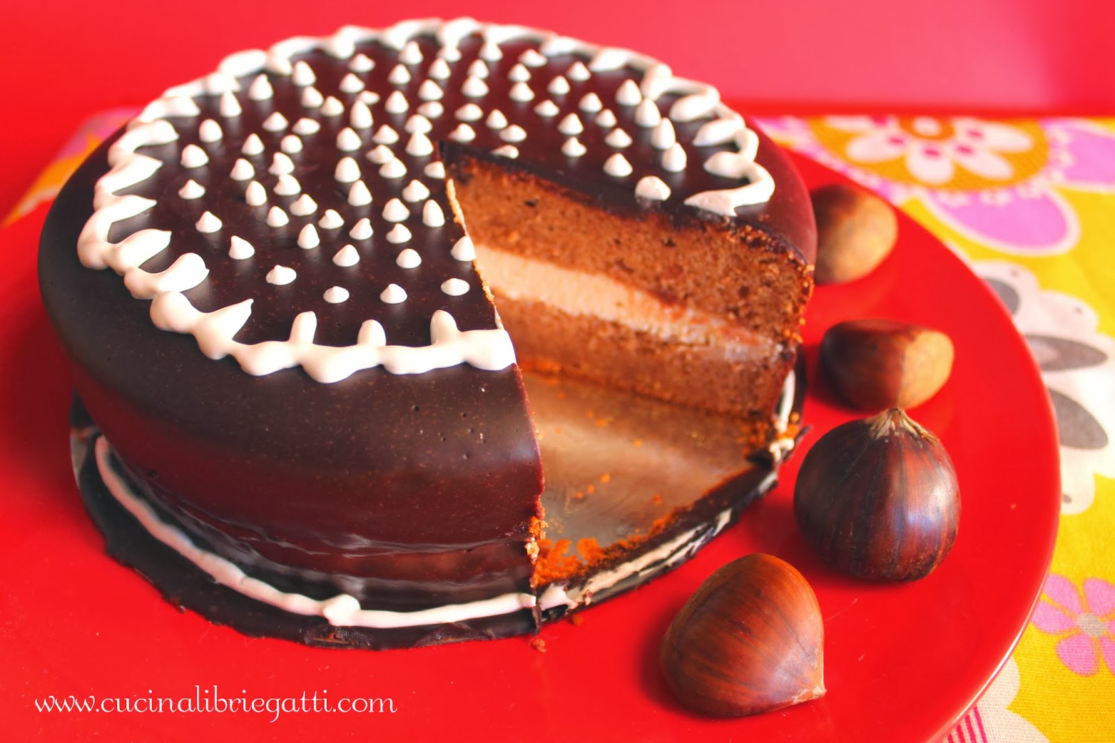 Torta Di Castagne E Cioccolato Con Crema Di Ricotta
