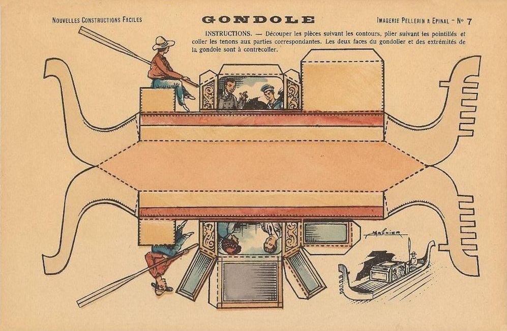 Gondole de Venise à imprimer, découper, plier et coller. | Papierpuppen ...
