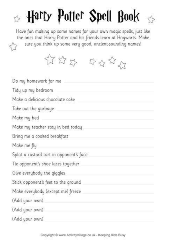 OUR ENGLISH CLASS: Harry Potter spells