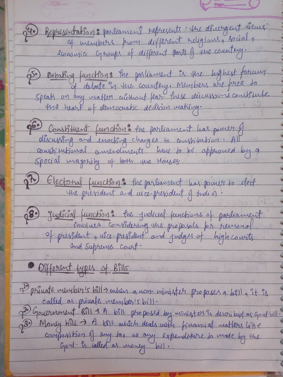 Handwritten Notes of LEGISLATURE - Political Science - Class 11th ...