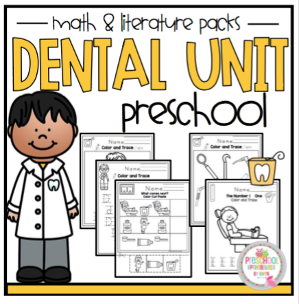 Dental Unit Math and Literature Preschool "No Prep" ~ Preschool Printables