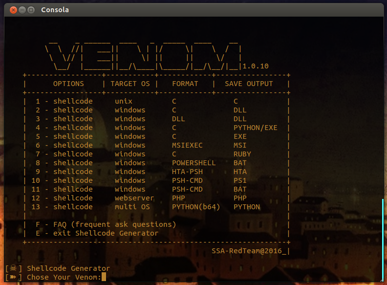 Venom - Metasploit Shellcode Generator / Compiler / Listenner