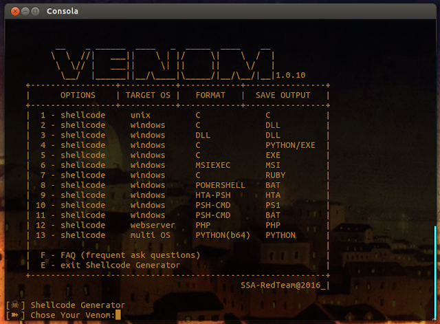Venom - Metasploit Shellcode Generator / Compiler / Listenner