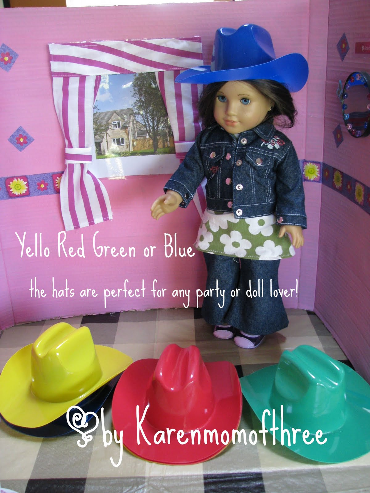 Karen Mom of Three's Craft Blog: Cowboy Hats perfect for 18 inch dolls!