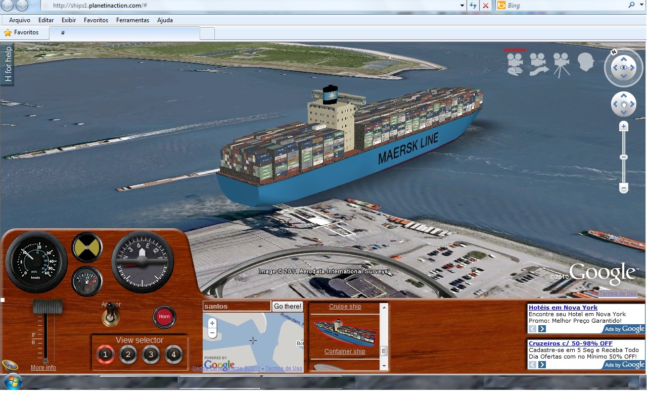 Navios em Santos: Simulador de navios utilizando o Google Earth.