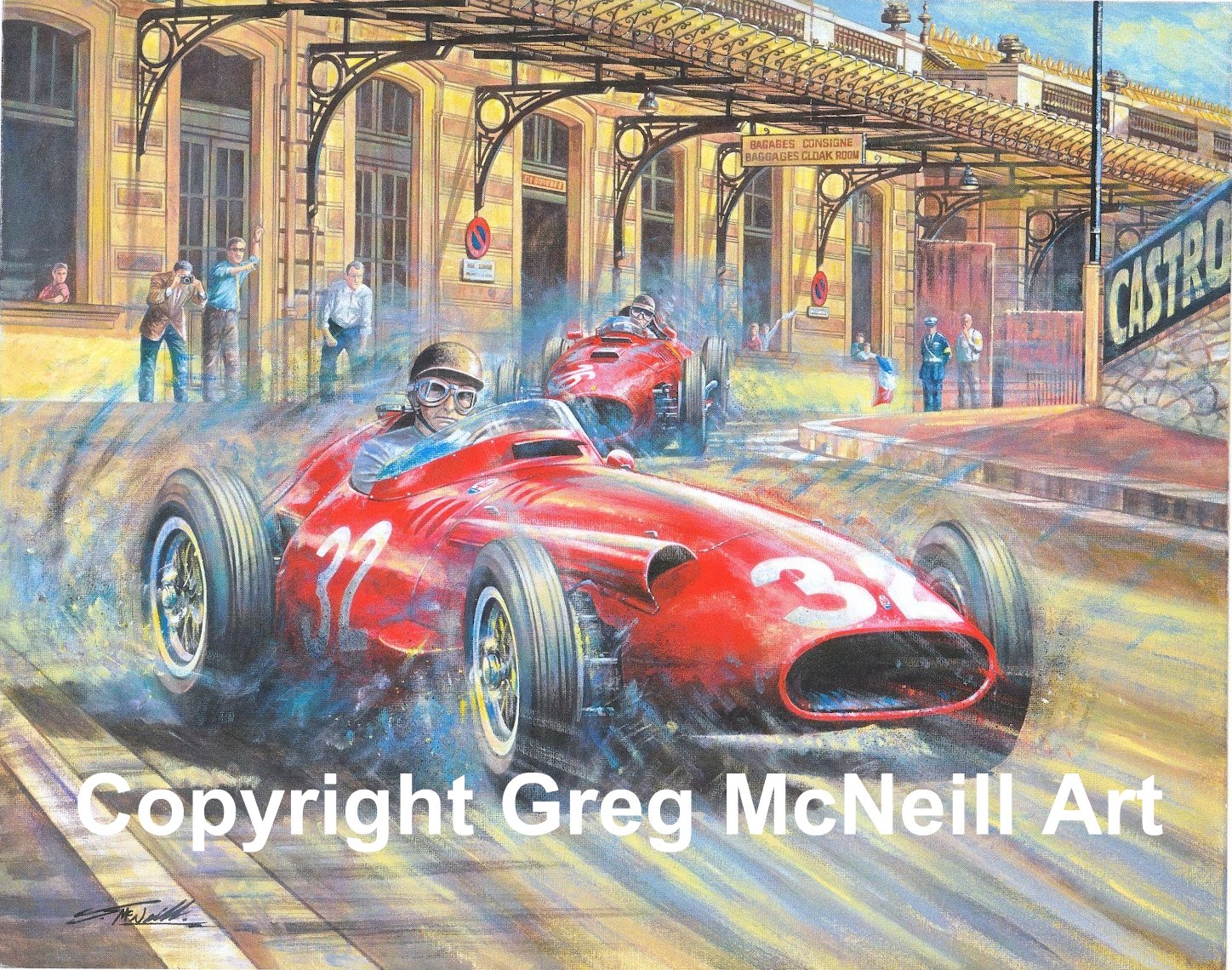 Greg McNeill Art: Canvas Print - Juan Manuel Fangio, 1957 Monaco Grand Prix