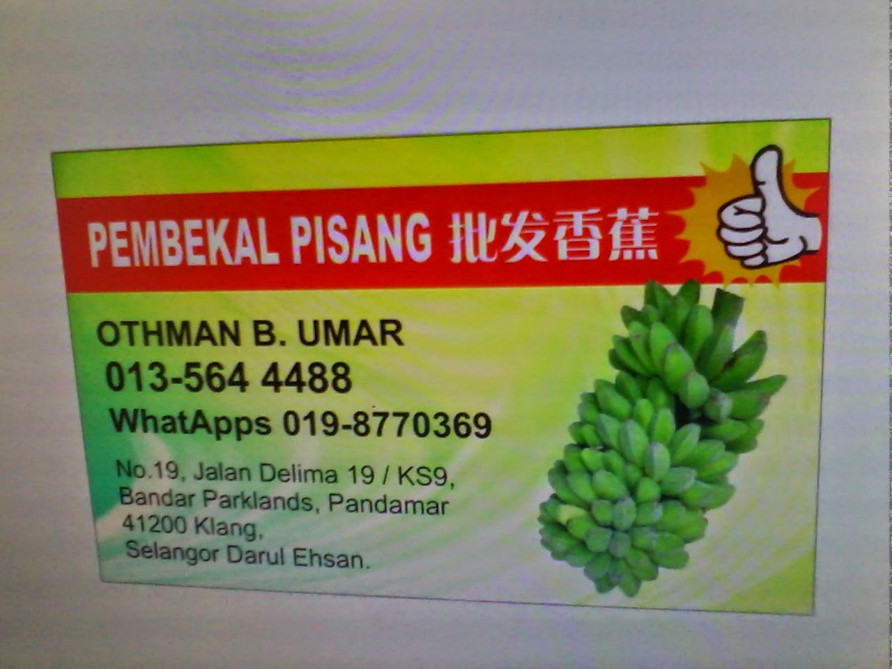 Pembekal Pisang Abu/Nipah Dan Tanduk