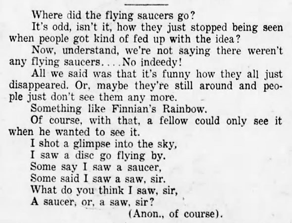The Saucers That Time Forgot: Forgotten UFO Literature: The Poems of 1947