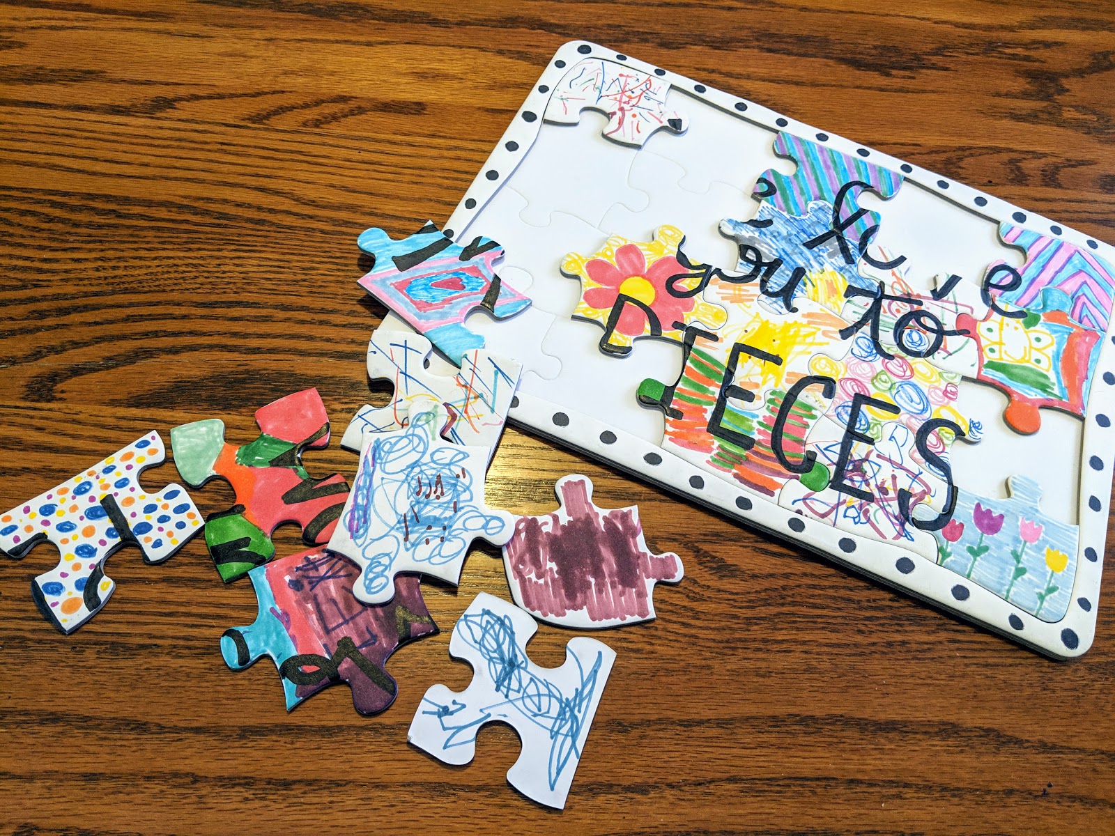 "We love you to Pieces" Colorful Scribble Puzzle Gift