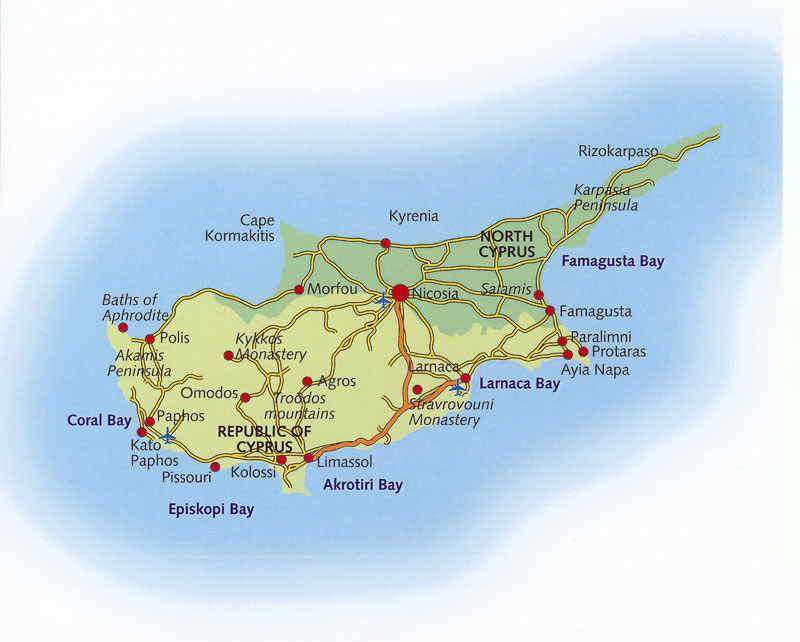 Chypre Carte Pays Département | Carte de Europe Ville Pays Rivières ...