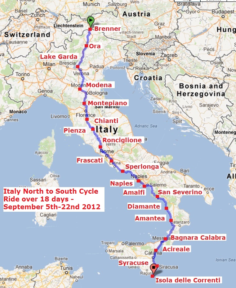 Italy North to South Cycle Trip 2012: August 2012