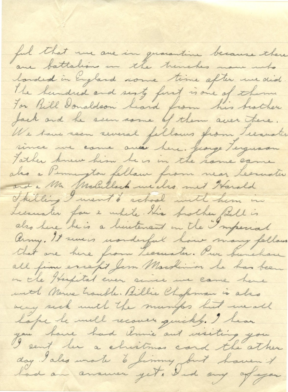 WW1 Letters Home P.A. Murray: December 15, 1916 - Letter to sister ...