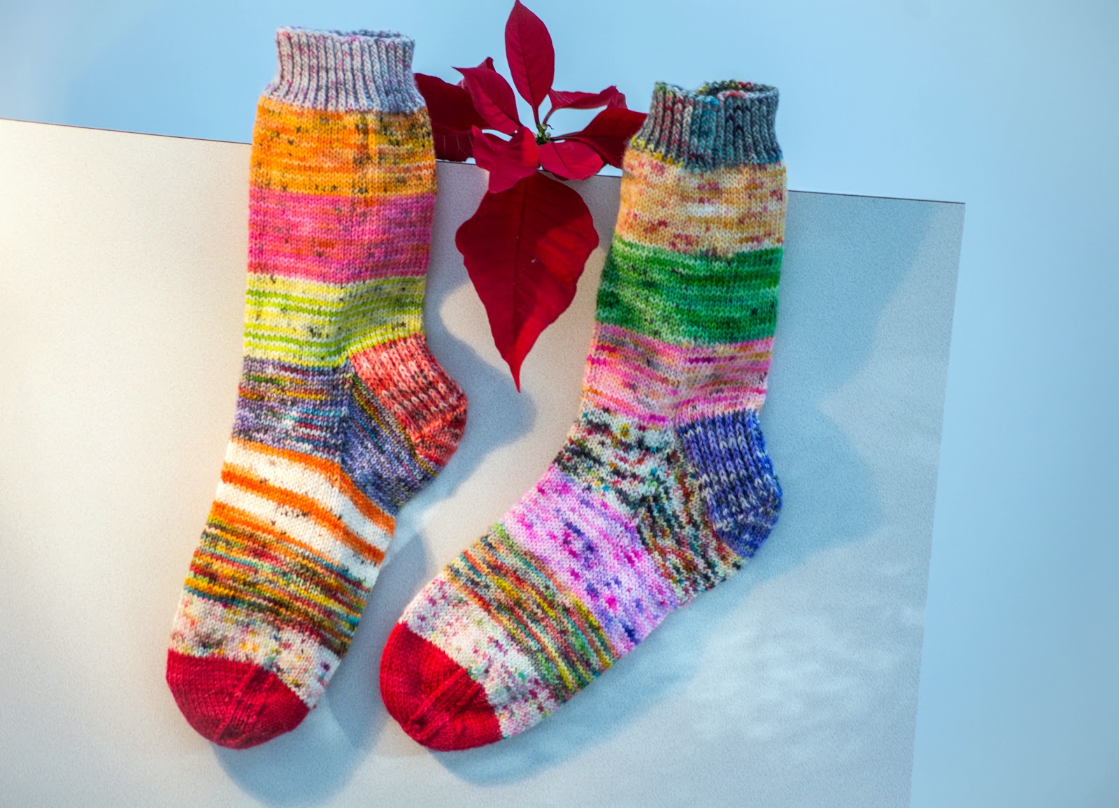 The Knitting Blog by Mr. Puffy the Dog: Crazy and Colorful Colorblock Socks