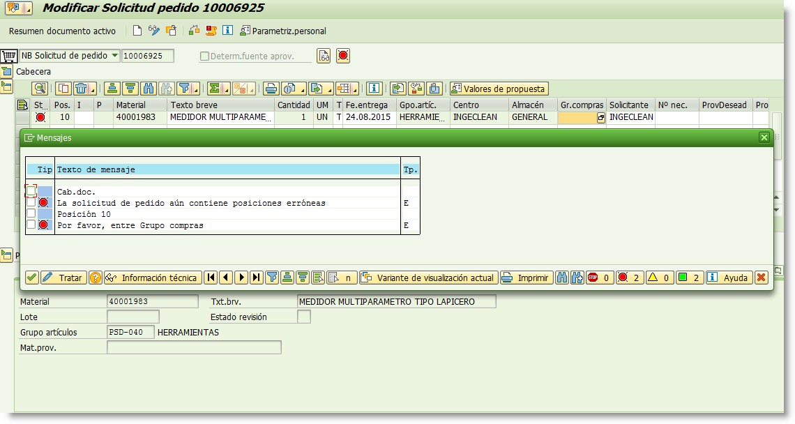 Creación de SOLPED Para Abastecimiento