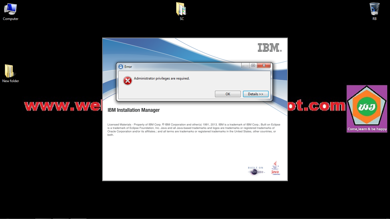 IBM WebSphere Application Server: Administrator privileges are required ...