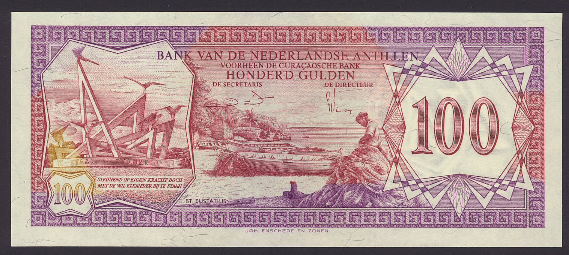 Netherlands Antilles currency 100 Gulden banknote 1981|World Banknotes ...