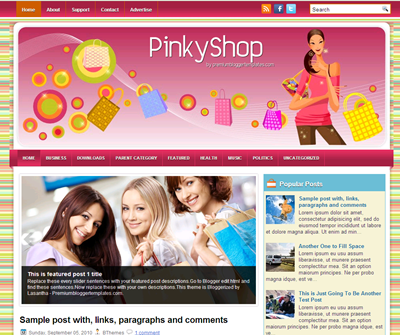 Download Templates for Free: Pinky Shop Blogger Template