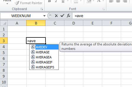 Excel World: Excel Formula Auto Complete Feature
