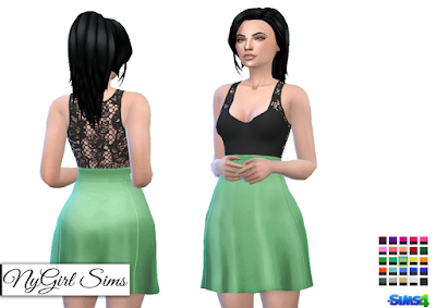 NyGirl Sims 4: Cutout Lace Tank Flare Dress