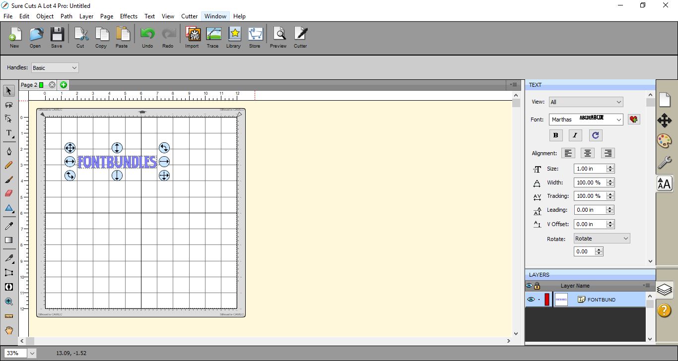 Arched text effect in Sure Cuts a Lot 4 | Design Bundles