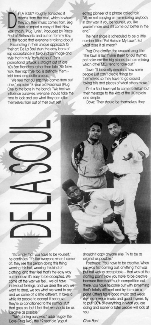 HipHop-TheGoldenEra: DE LA SOUL in Hip Hop Connection Magazine - 1988