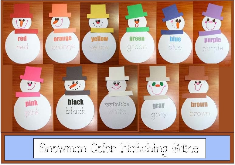Snowman Color Matching Game - Classroom Freebies
