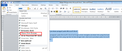 Mengubah jenis Font Microsoft Word