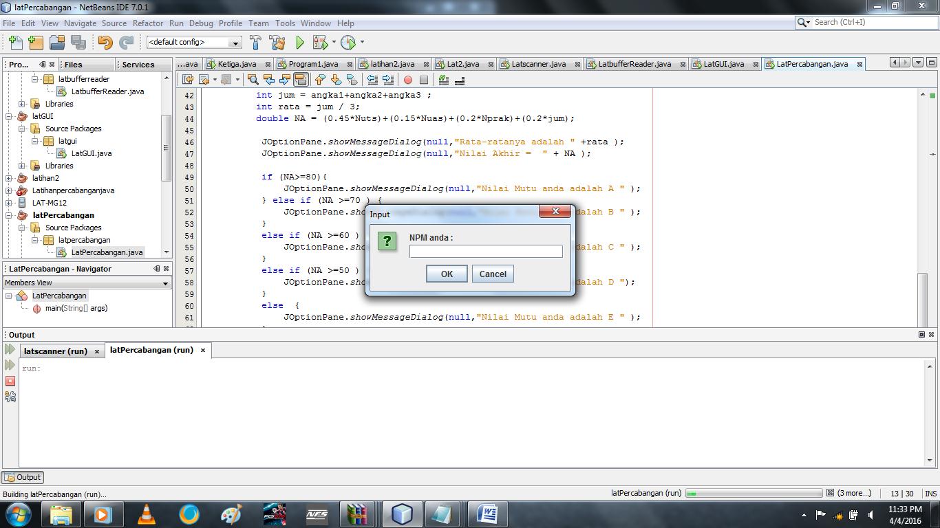 V-Class Java ( Input dari Keyboard) | Yusuf