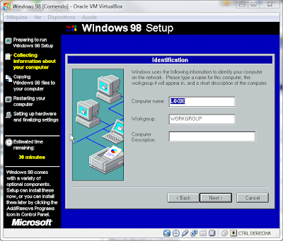 Como instalar Windows 98 en VirtualBox, acceso a internet mediante LAN ...