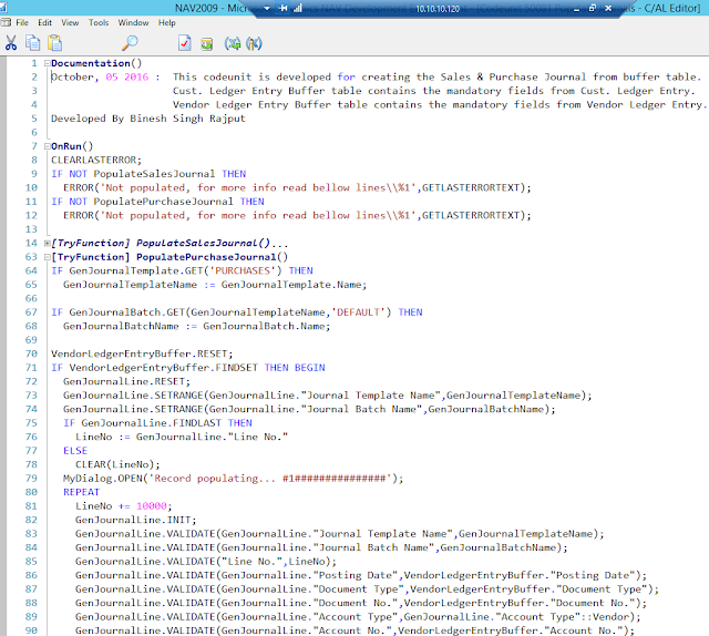 Microsoft Dynamics NAV By Binesh & Shilpa: Creating/Populating the ...