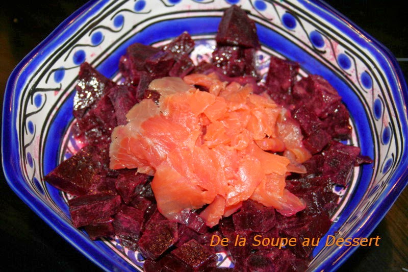 de la soupe au dessert: Salade betterave saumon fumé