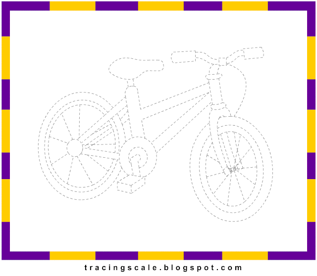 Free Tracing worksheet Printable: Bicycle Tracing