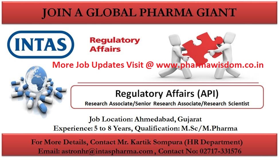 INTAS PHARMA - Urgent Openings in Formulation Development / Regulatory ...