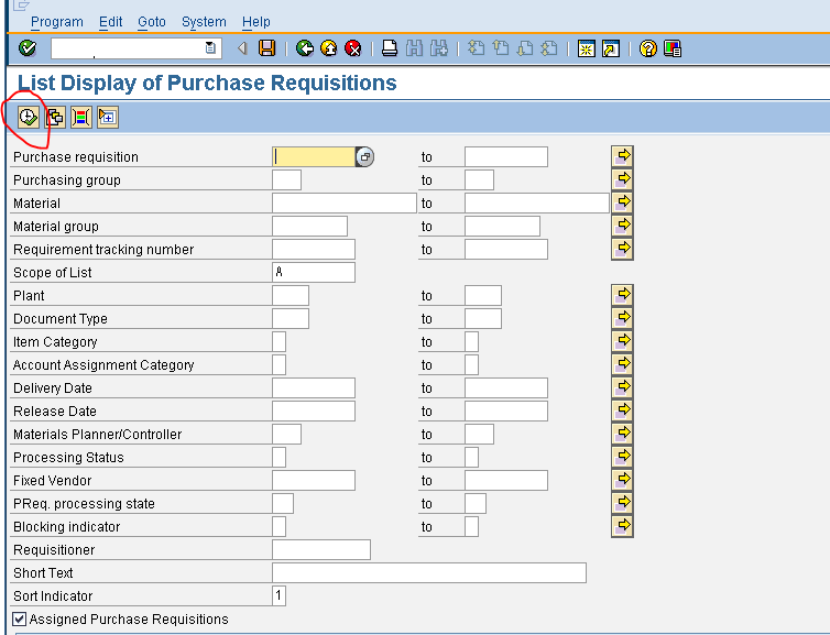 SAP TECH: ME5A ( List of purchase requision )
