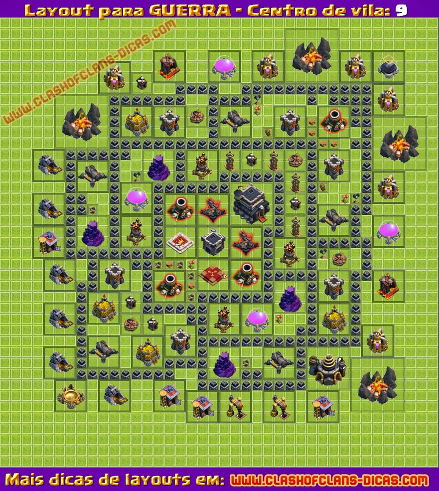 Layouts de Guerra para CV9 - Clash of Clans Dicas, Gemas Grátis ...