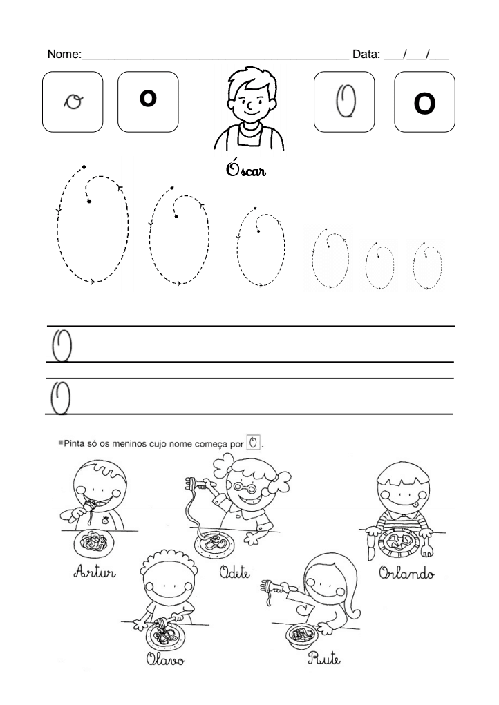 Crescer, aprender e sorrir! : recursos da letra O