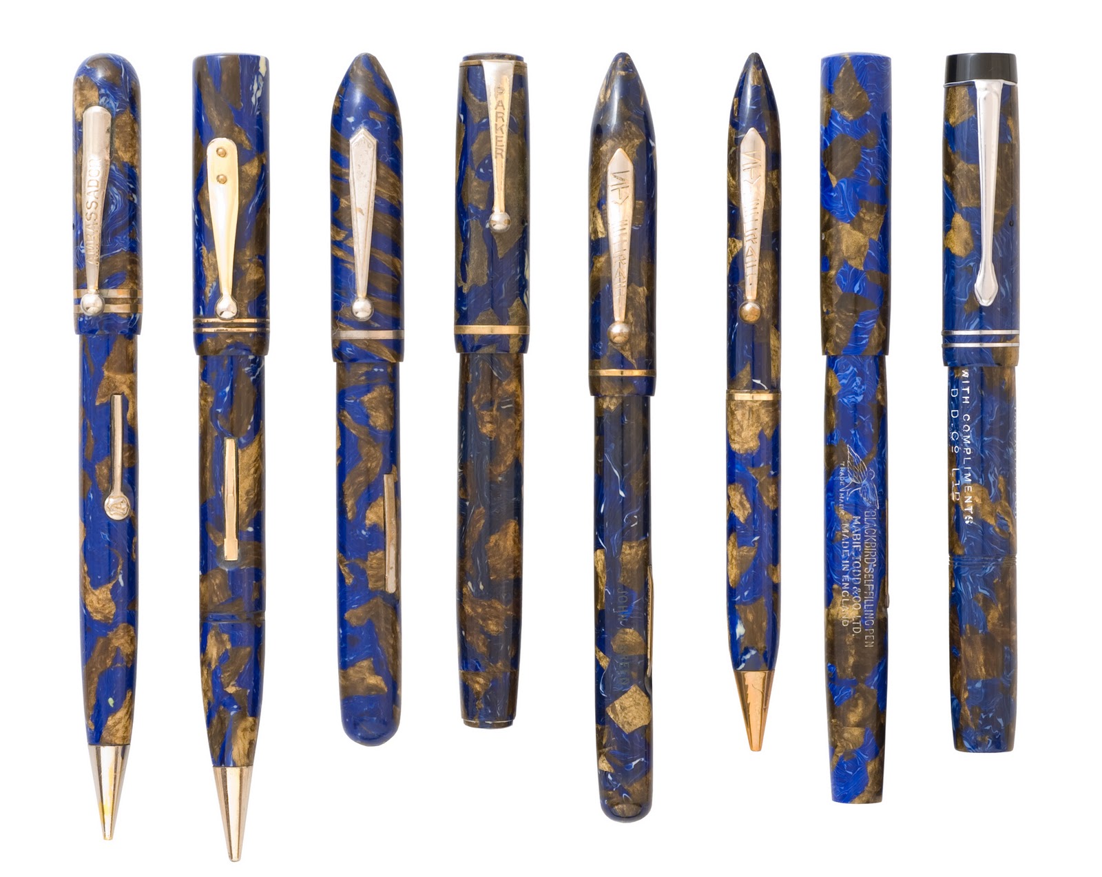 old fountain pens just for fun: BLUE AND BRONZE ( or brown and blue or ...