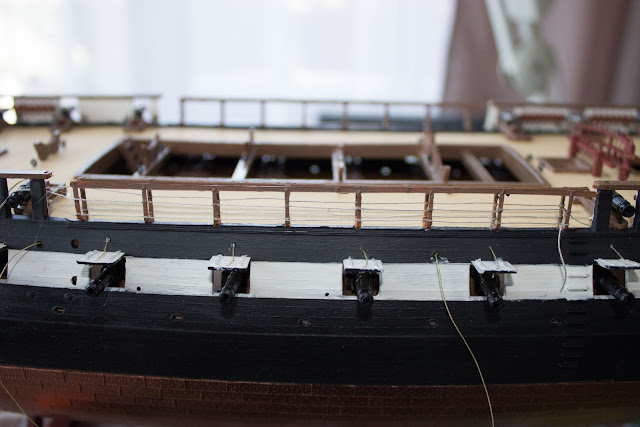 Sailing Ship Models: USS Constitution - Admidship Rails