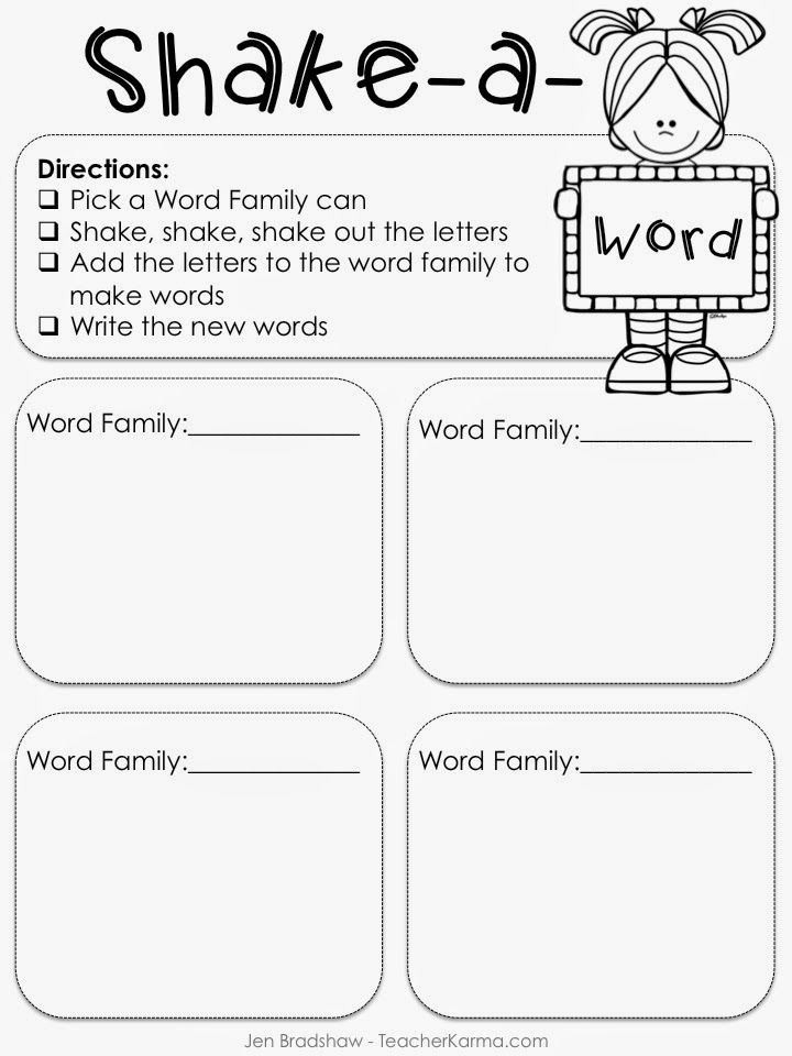 Classroom Freebies Too: Shake Up Some Fun with Word Family Practice!
