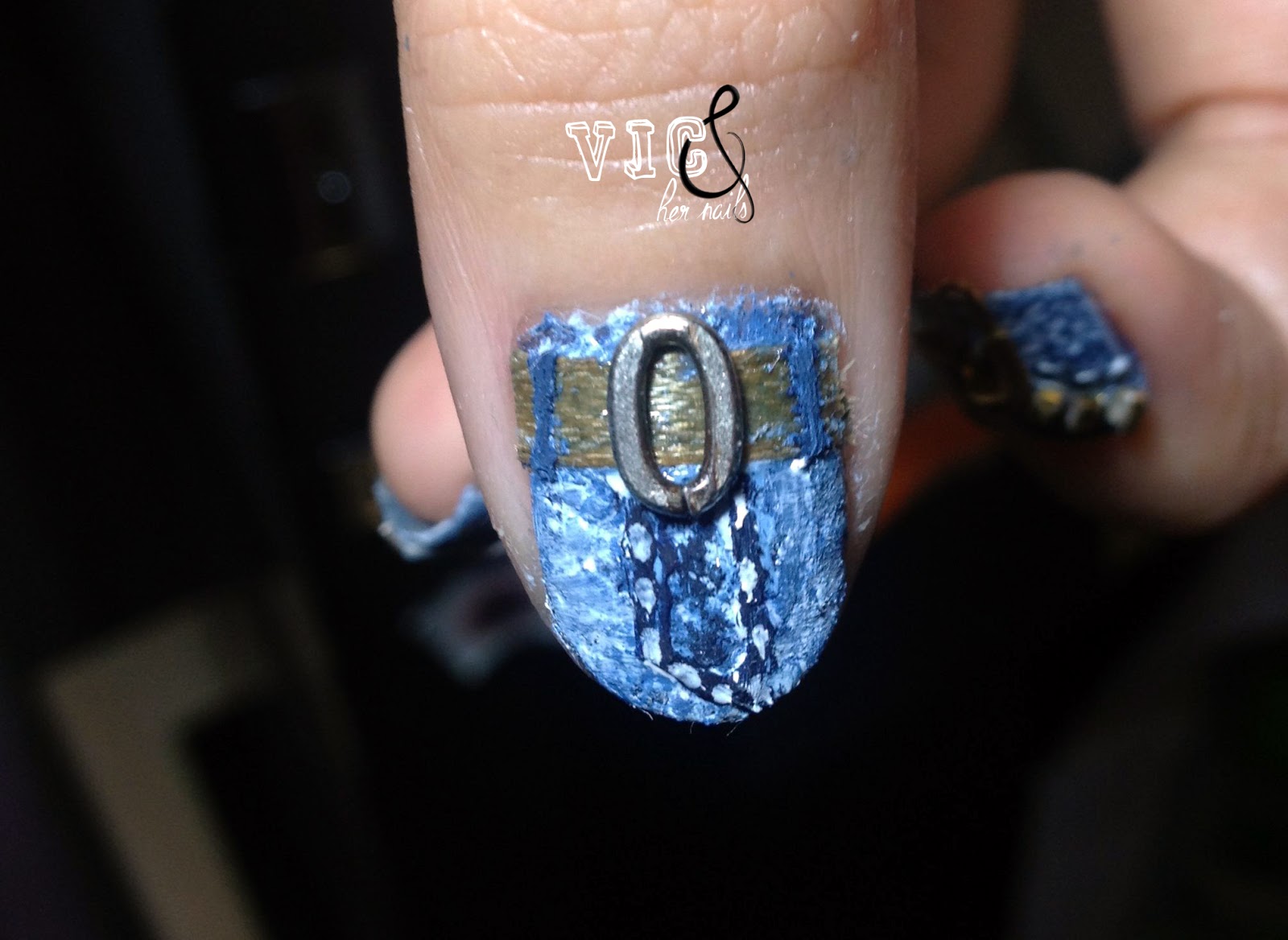 Vic and Her Nails: My First Nail Art Contest: Jeans Nail Art in 3D!!