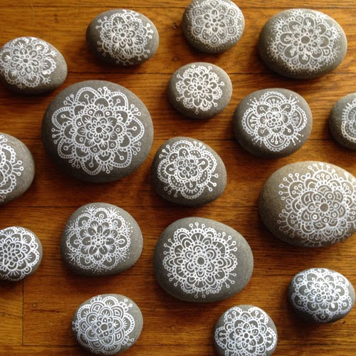 Bird's Eye View Studio: Lace Mandala Rocks.