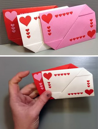 Valentine's Day Gift Card Origami Envelopes | Paperized Crafts